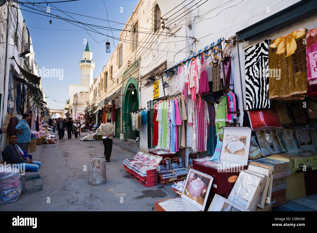 Traders and shops in the Medina, old town of Tripoli, Libya, North Africa, Africa Stock Photo ...
