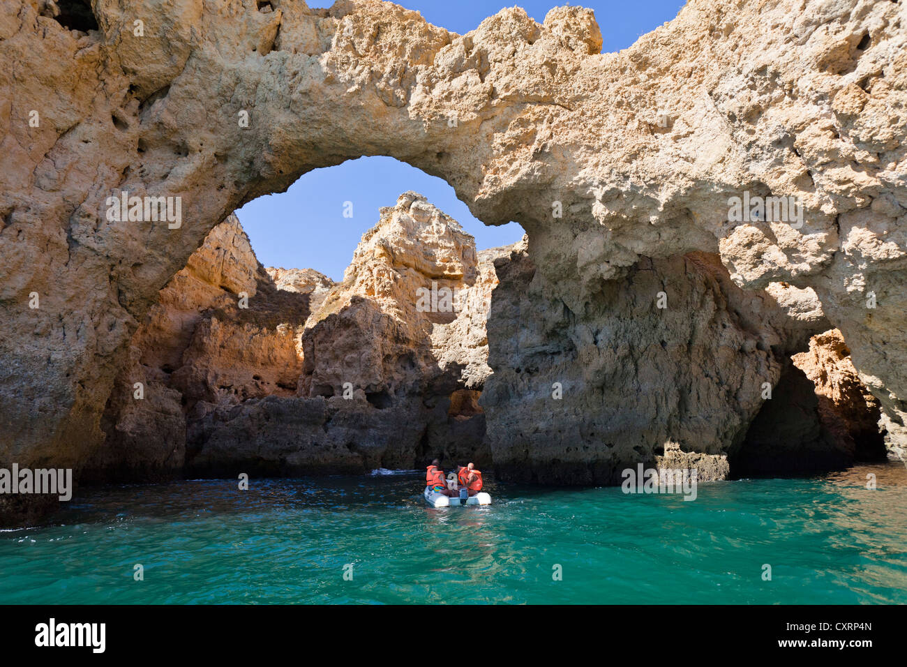 Rock formations on the Algarve coast, near Lagos, Atlantic coast ...