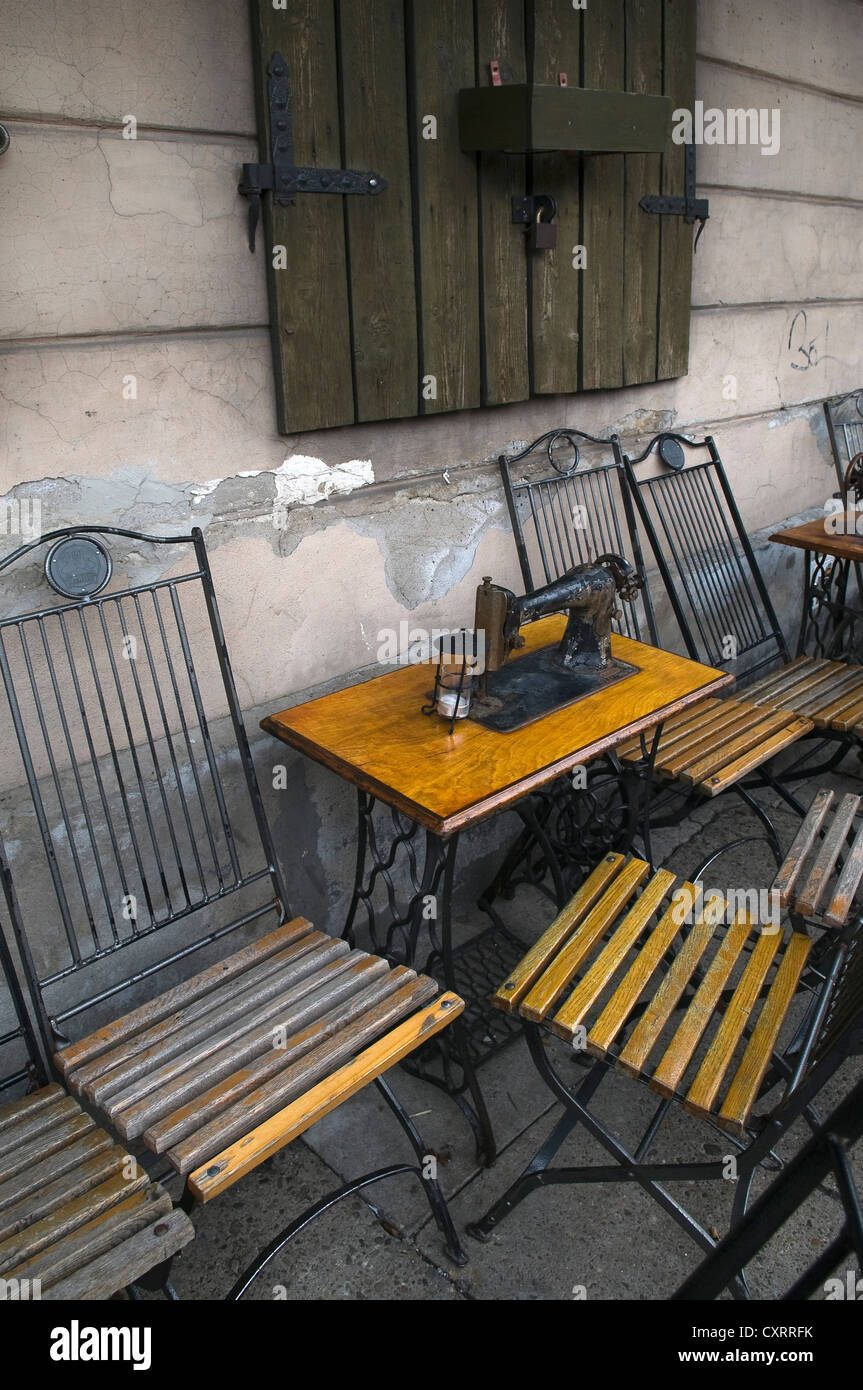 Cafe Singer, old sewing machines as tables, Jewish quarter of Kazimierz ...