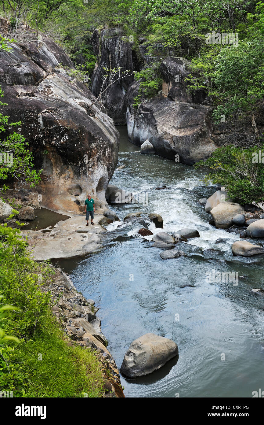Tourists in a river gorge near Liberia, Guanacaste province, Costa Rica ...