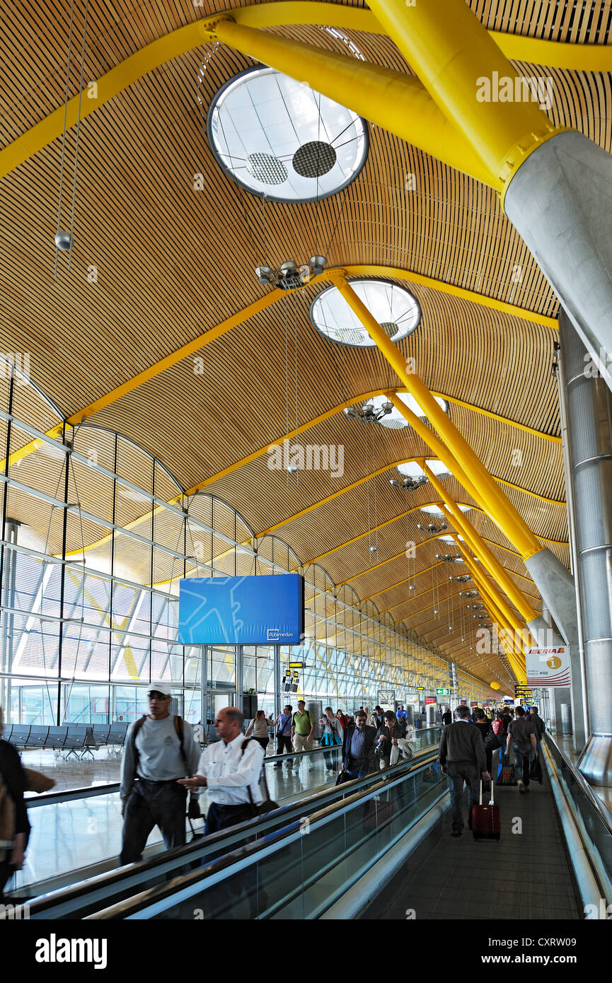Madrid Airport, terminal with travelators, Spain, Europe Stock Photo ...
