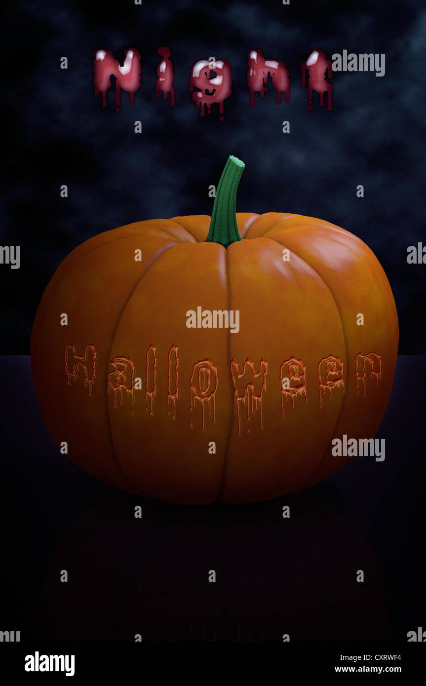 3D digital computer illustration of a pumpkin design for Halloween ...