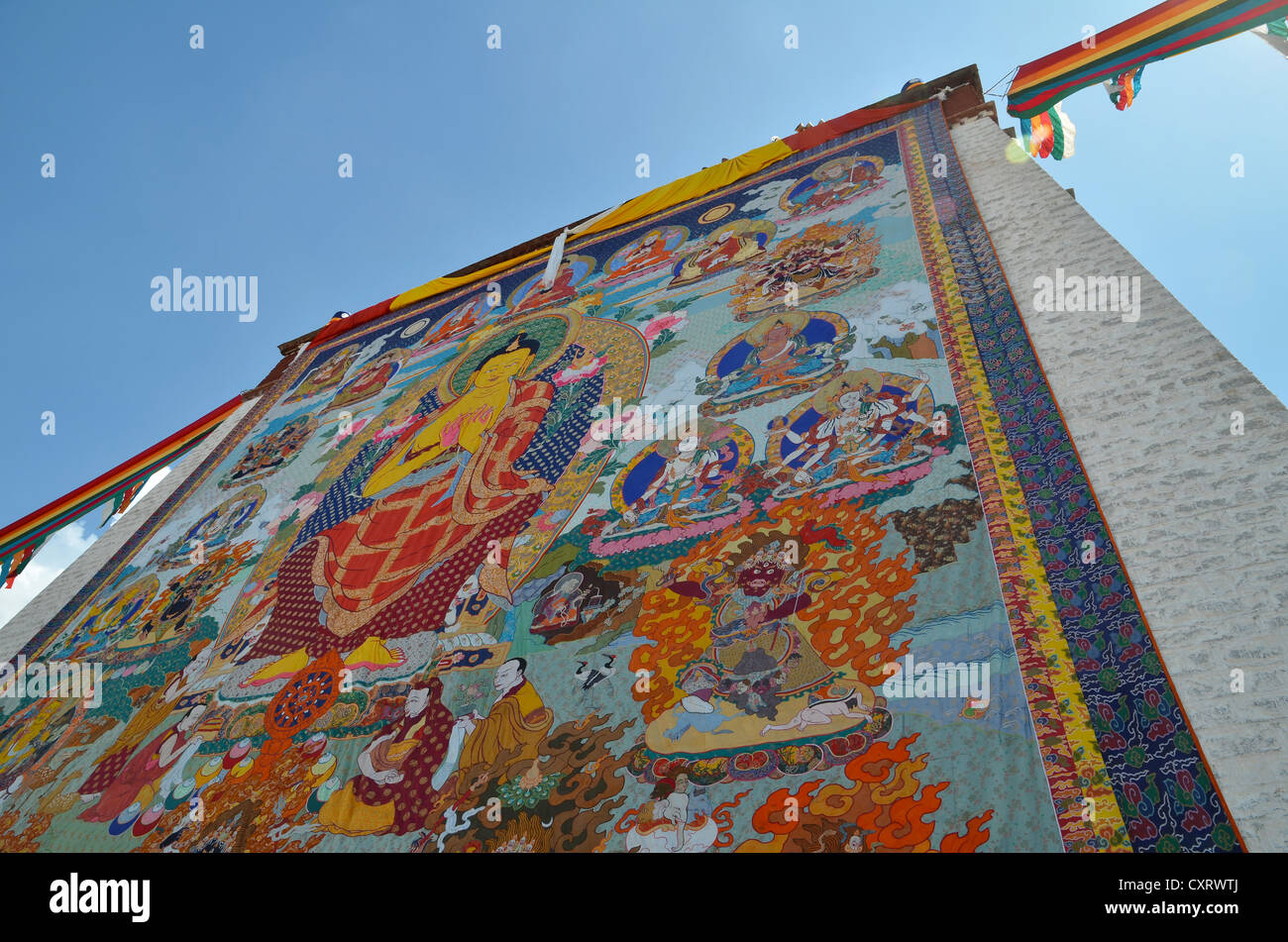 Tibetan Buddhism, religious fabric image, large Thangka of Sera ...