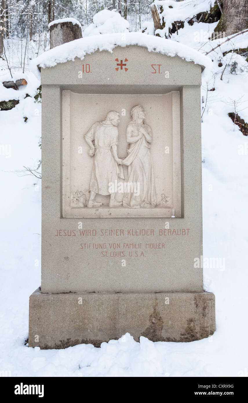 10th Station, Stations of the Cross, pilgrimage route in the snow ...