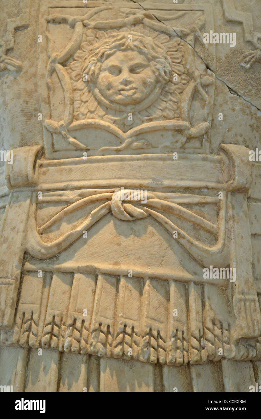 Tunic detail on statue of Emperor Marcus,The Archaeological Museum of ...