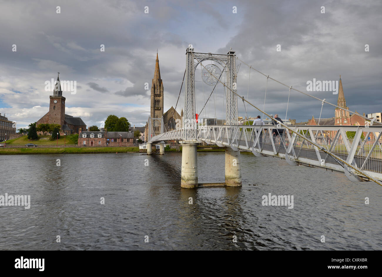 Suspension footbridge over the River Ness in Inverness, Scotland ...