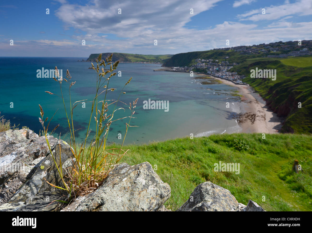 Sandy bay of Gardenstown, Banffshire, Scotland, United Kingdom, Europe ...