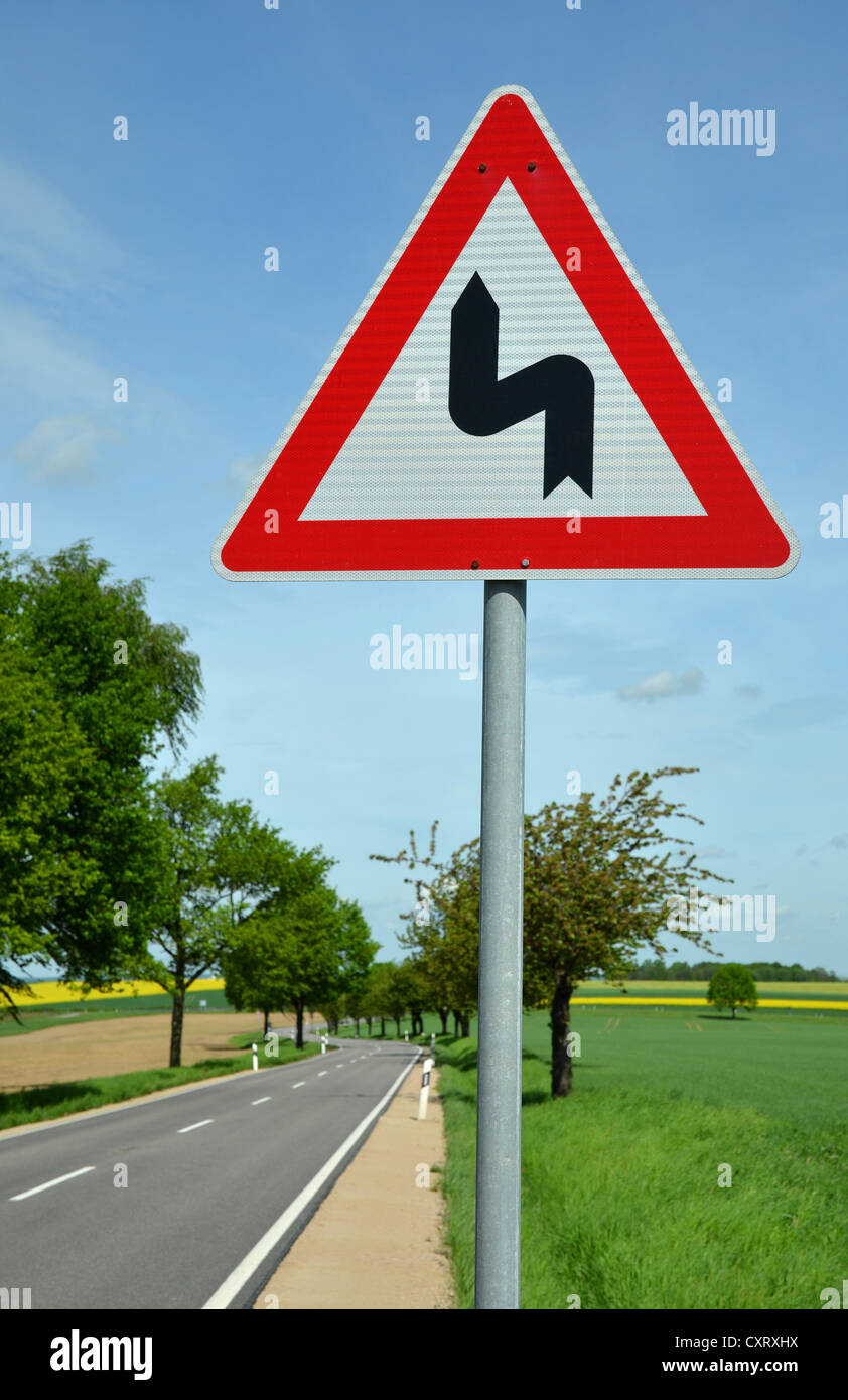 Curvy road street sign hi-res stock photography and images - Alamy