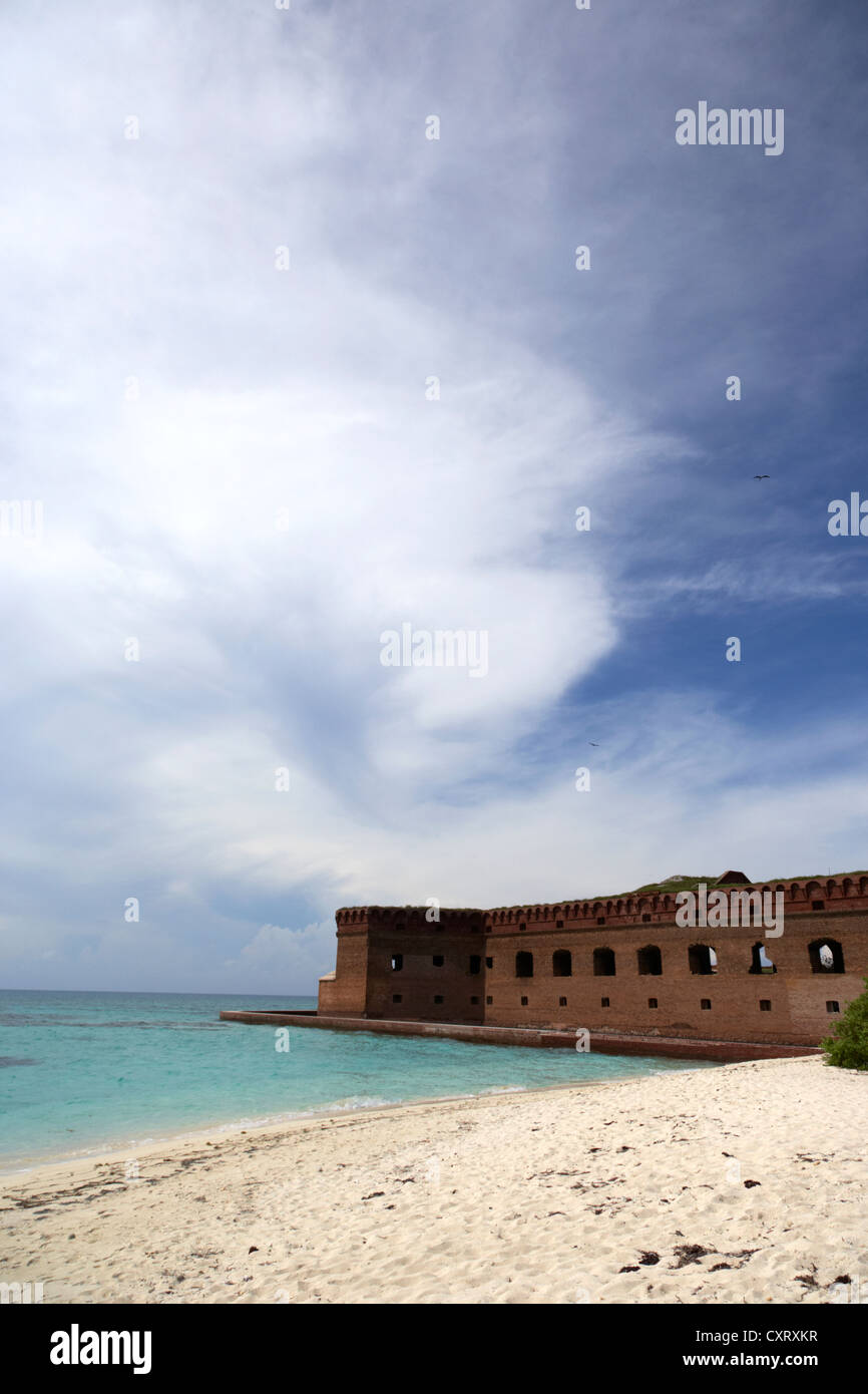 beach in front of fort jefferson brick walls with moat dry tortugas ...