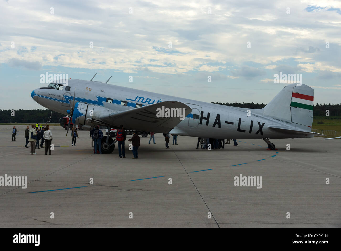 Soviet aircraft Lisunov Li-2, the Hungarian airline "Malev Stock Photo ...