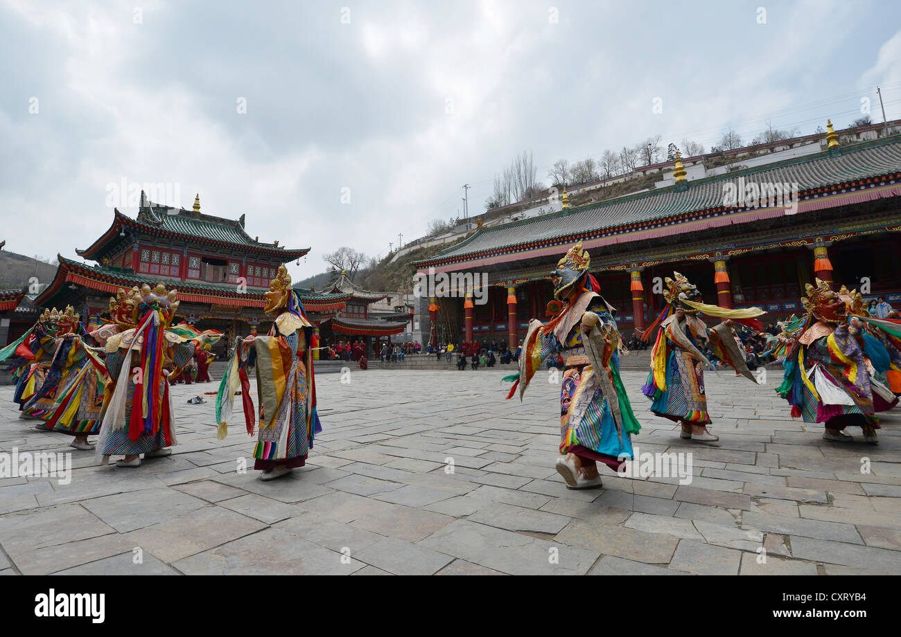 Tibetan Buddhism, Cham dance, religious masked dance, at the great ...