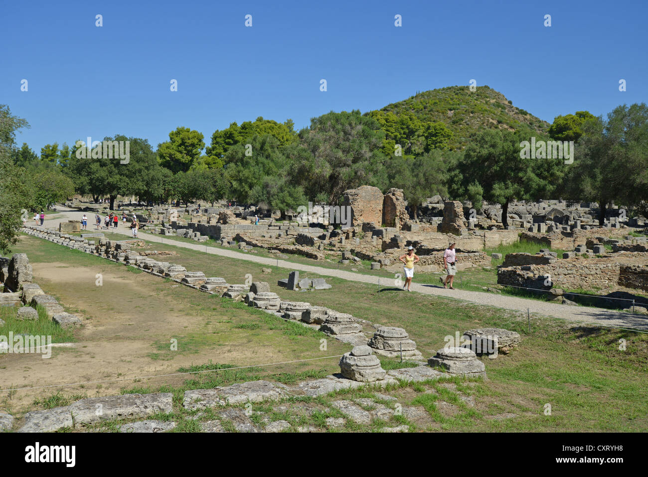 4th century BC Leonidaion and Mount Kronos, Ancient Olympia, Elis, West ...