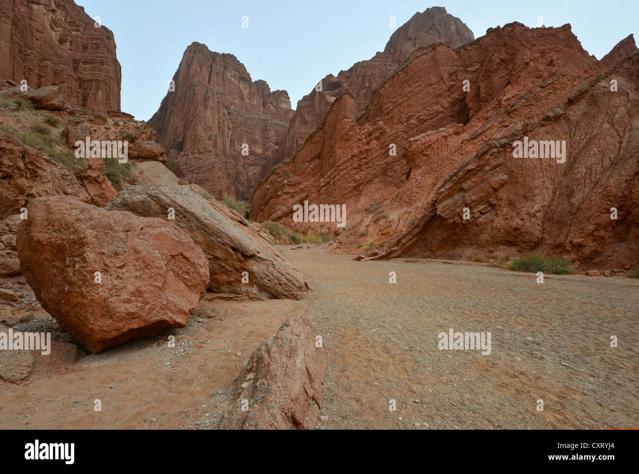 Reddish rocks at the beginning of the Tian Shan or Tianshan Grand ...