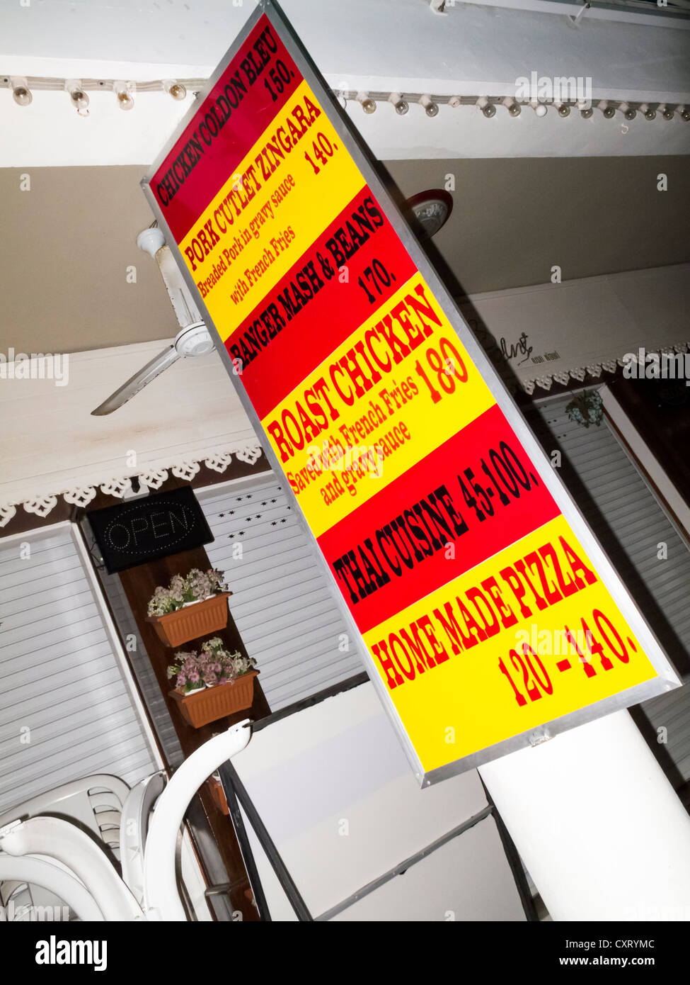 Restaurant menu in Phuket, Thailand Stock Photo - Alamy