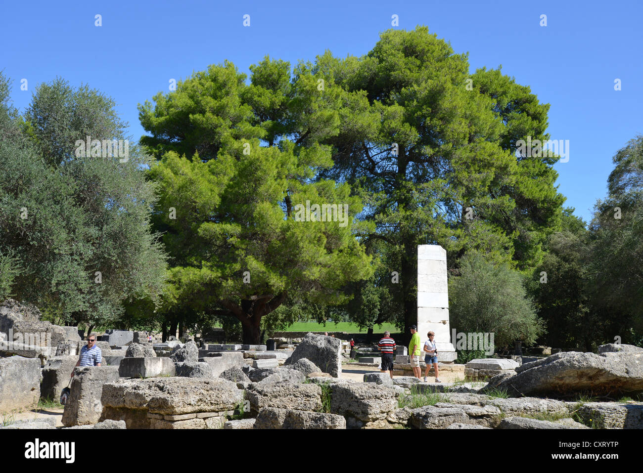 5th century base of Paeonios Victory, Ancient Olympia, Elis, West ...