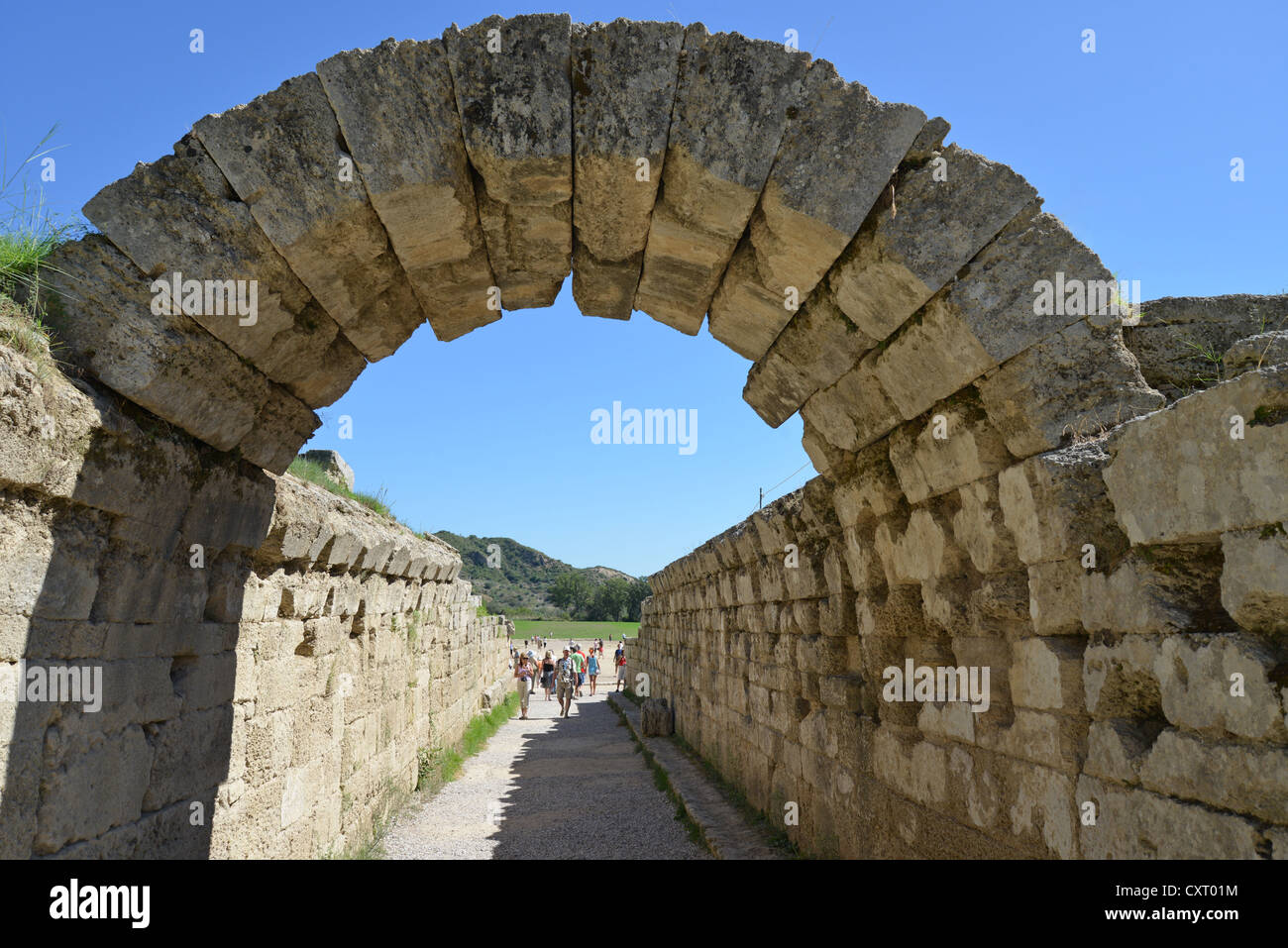 Monumental entrance to the Stadium, Ancient Olympia, Elis, West Greece ...