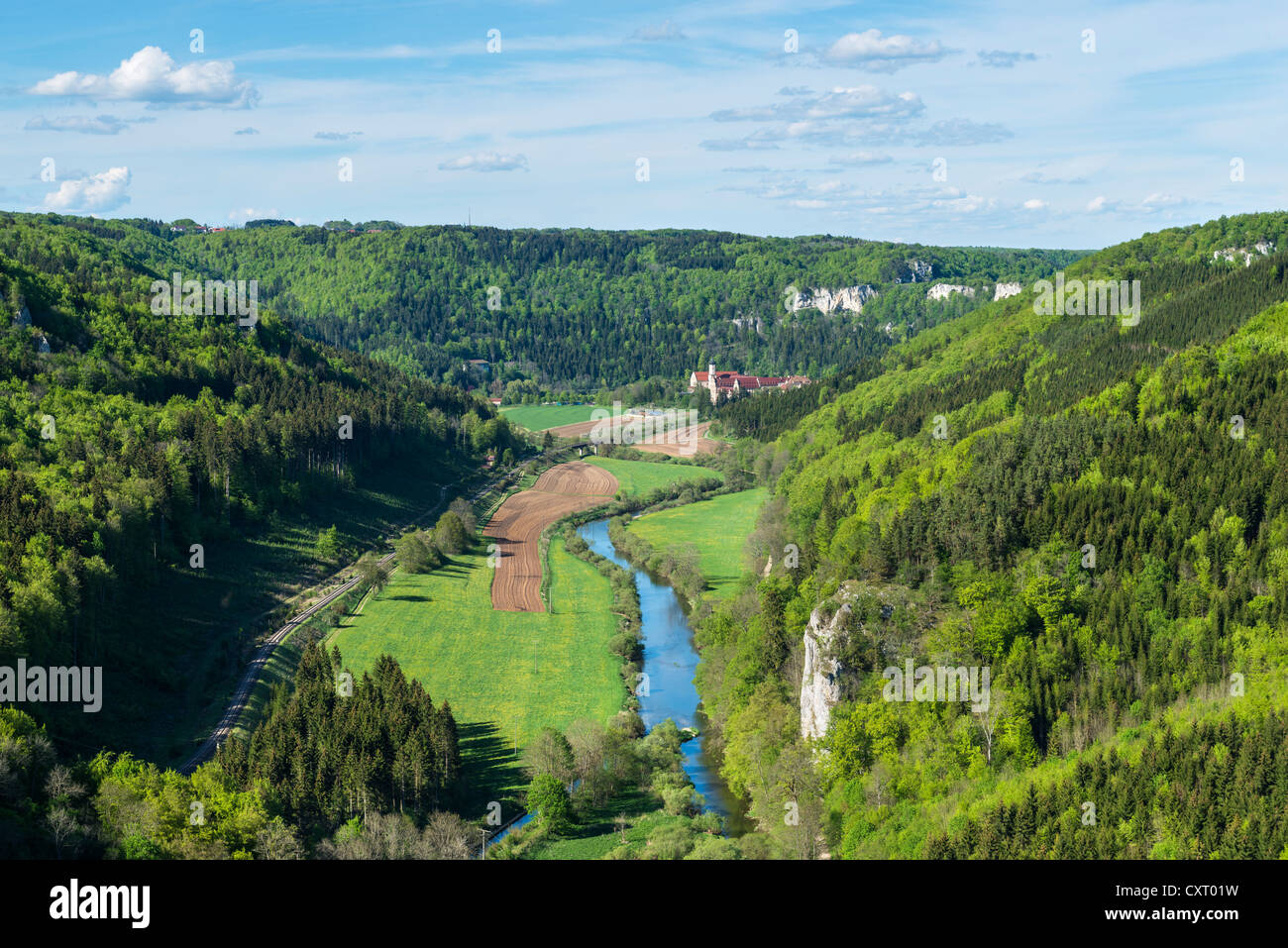 View of the upper Danube valley and Beuron monastery as seen from ...