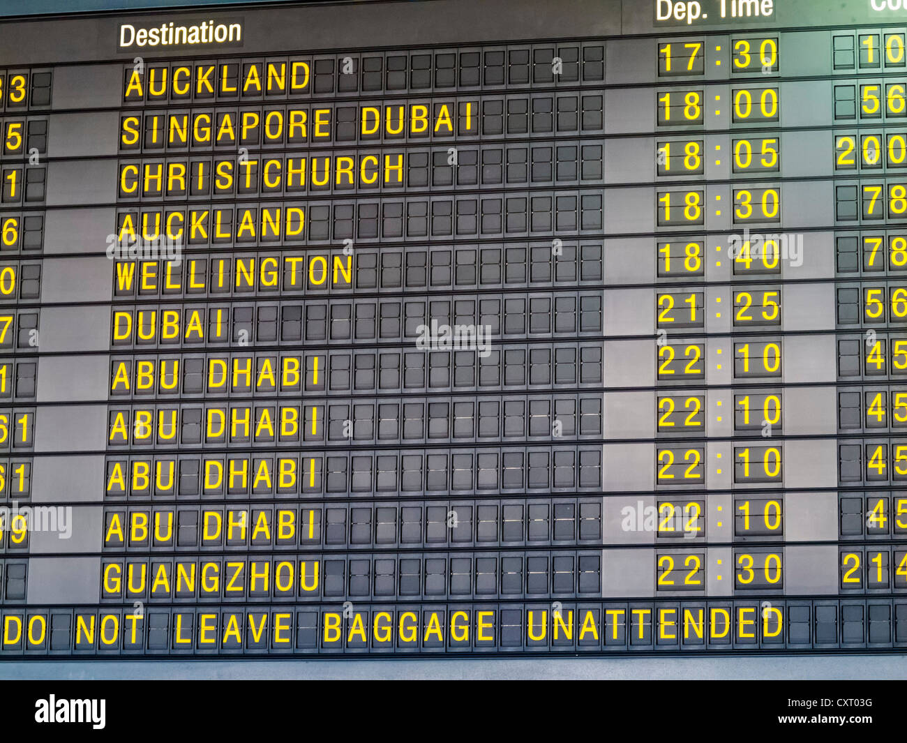 Airline schedule at Tullamarine Airport, Melbourne, Australia Stock ...