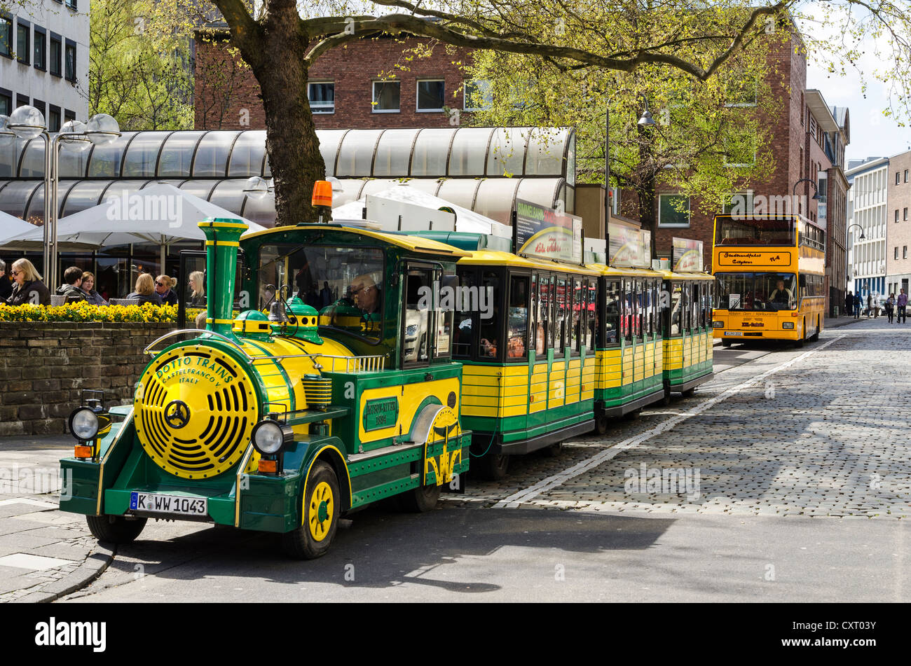 Sightseeing train in the historic town centre of Cologne, North Rhine ...