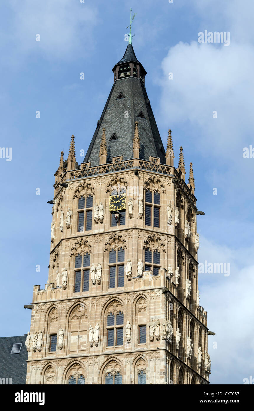 Historic City Hall tower in the historic town centre of Cologne, North ...