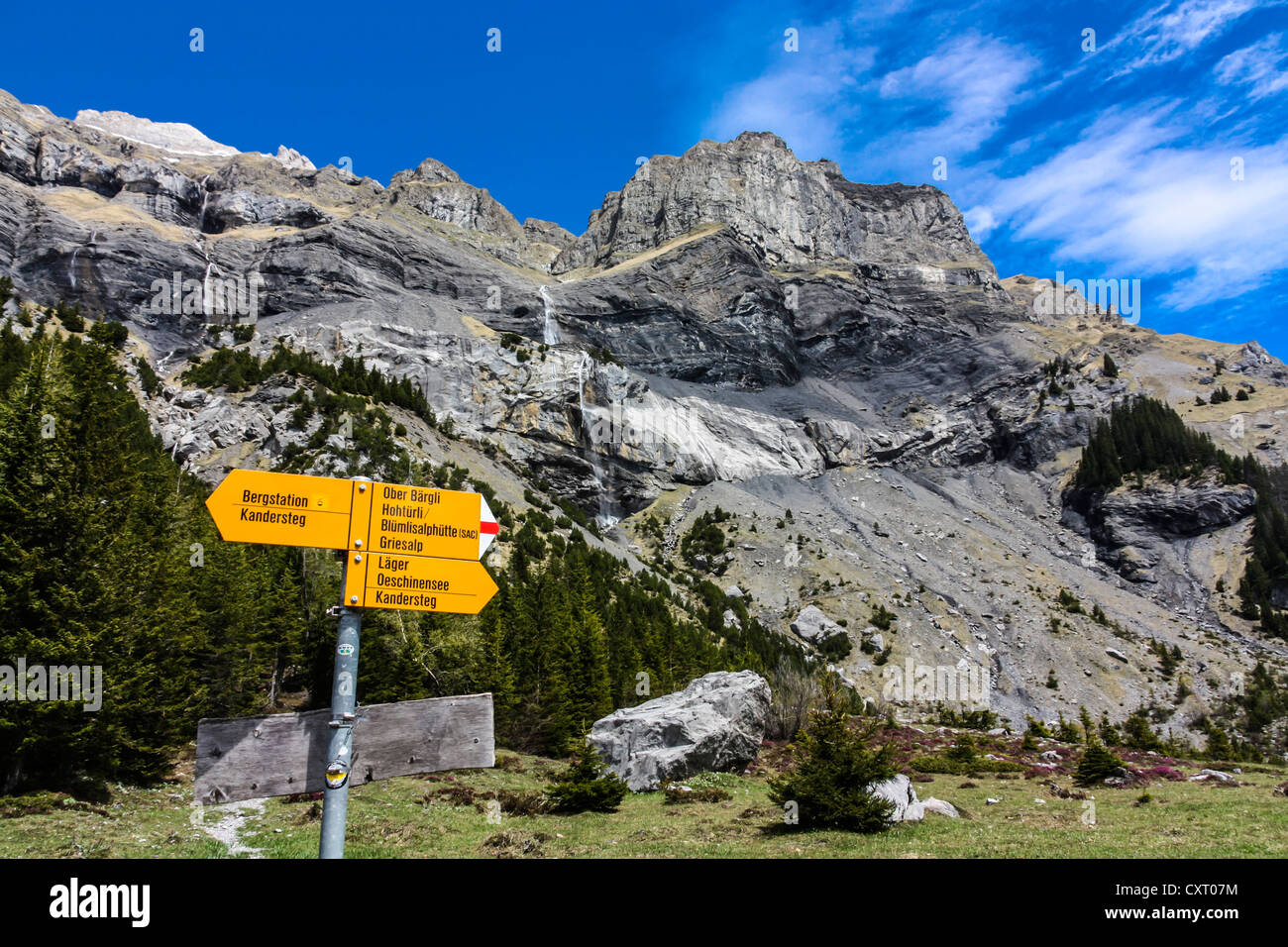 Hiking trail from Kandersteg to lake Oeschinensee, Bernese Oberland ...