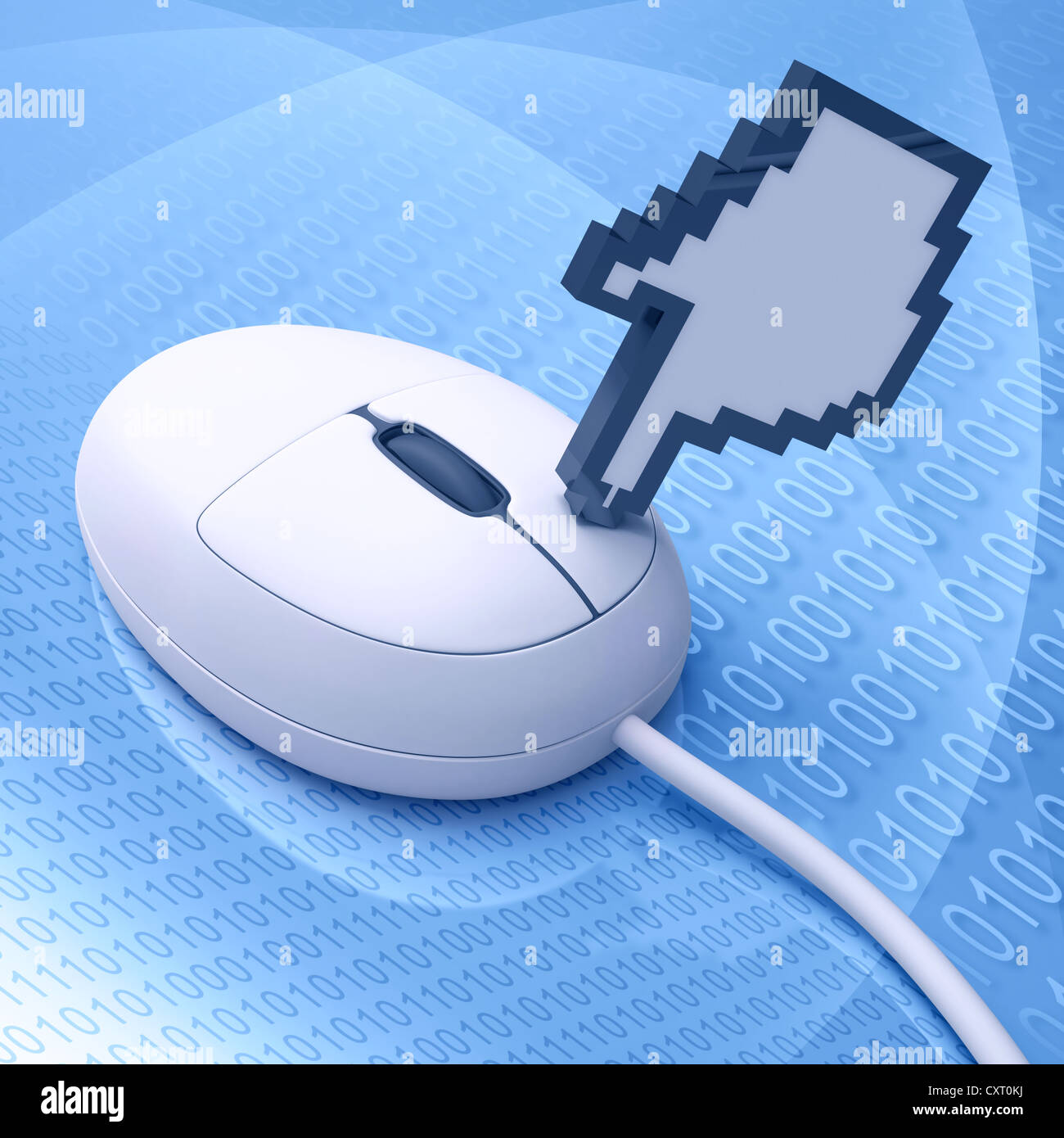 Hand binary pressing the left mouse button Stock Photo - Alamy