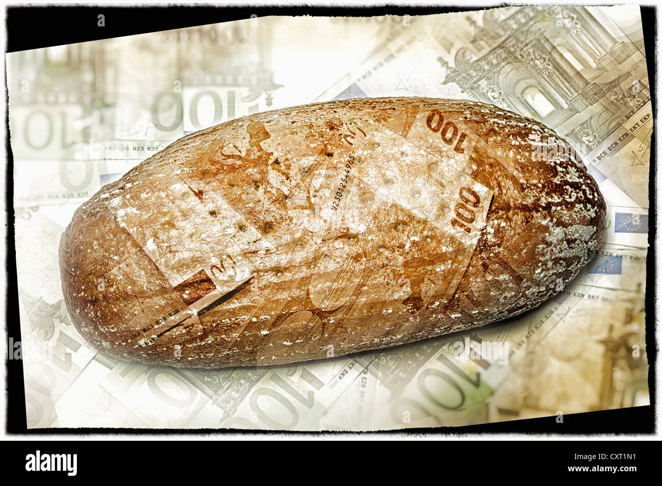 Money and bread Stock Photo - Alamy