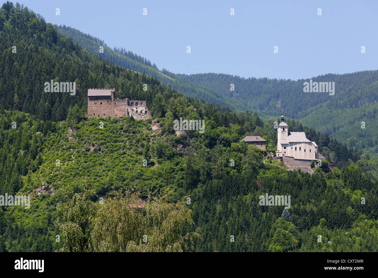 Frauenburg castle ruins and the parish church, Unzmarkt-Frauenburg ...