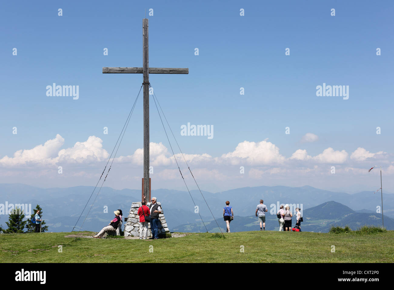 Summit cross on the western summit of Mt Schoeckl, Sankt Radegund near ...