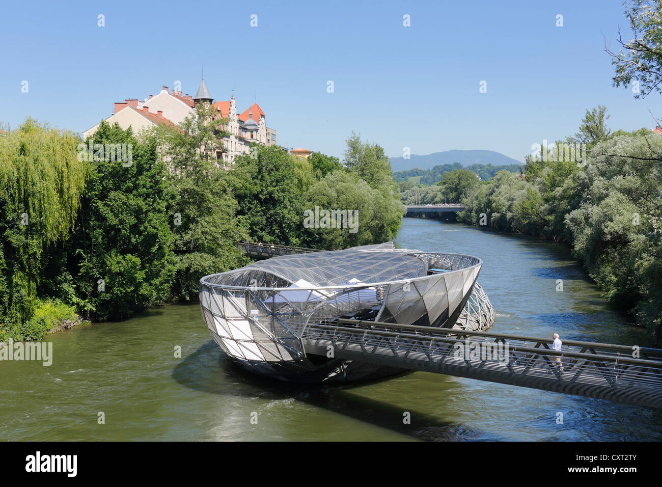 Mur Island in the Mur River, Graz, Styria, Austria, Europe ...
