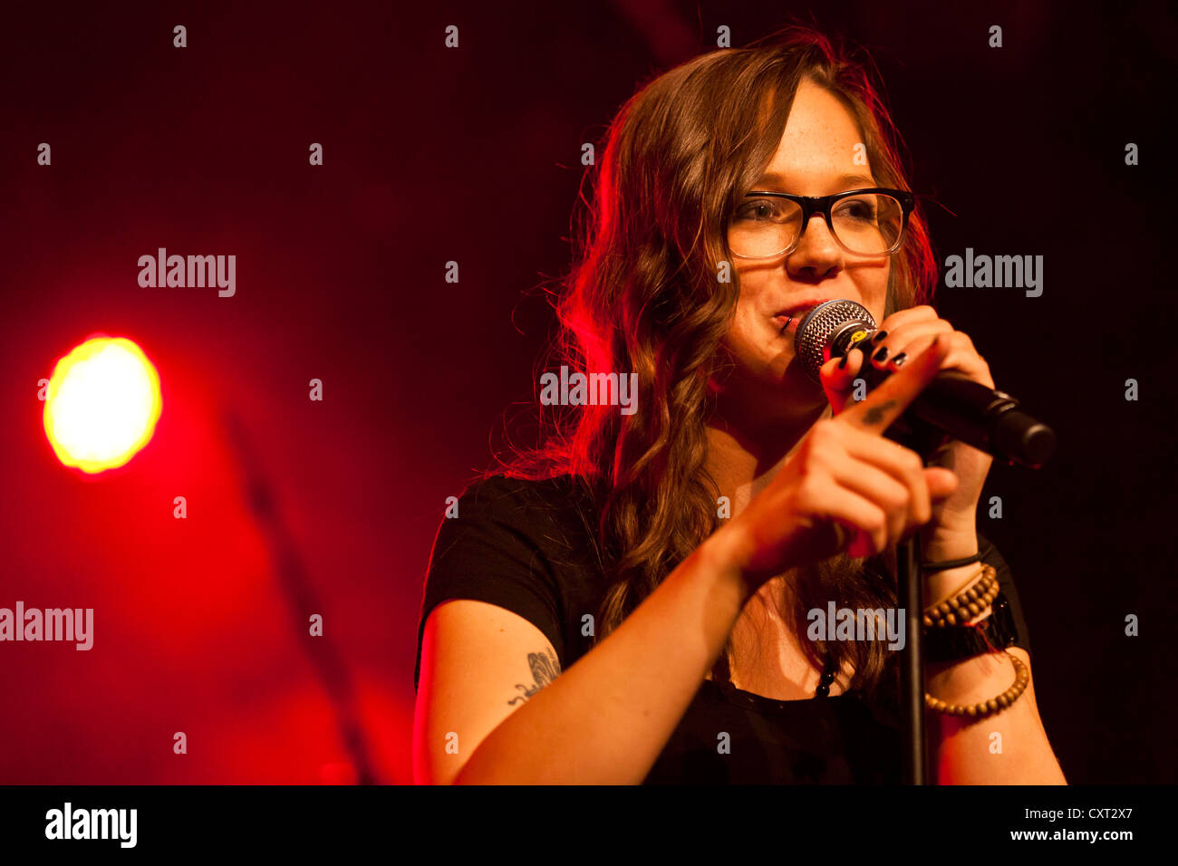 Swiss singer Stefanie Heinzmann performing live in the Schueuer concert ...