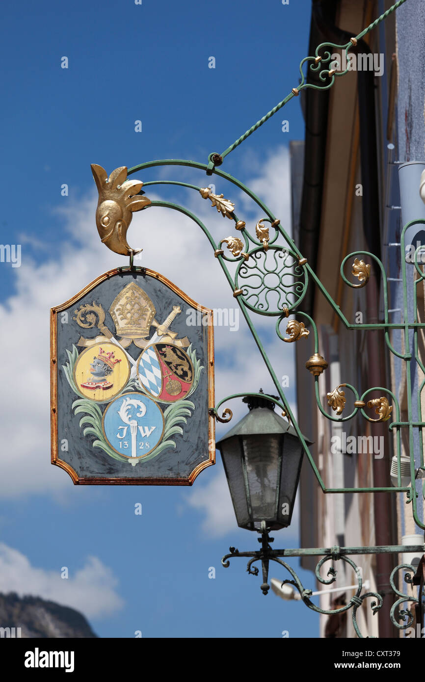 Guild symbol, Werdenfelser Hof, district of Partenkirchen, Garmisch ...