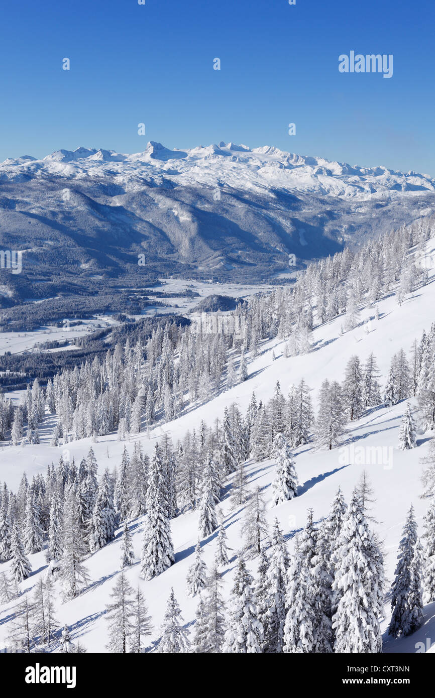 View of the Dachstein Mountains as seen from Mittersteinbahn gondola ...
