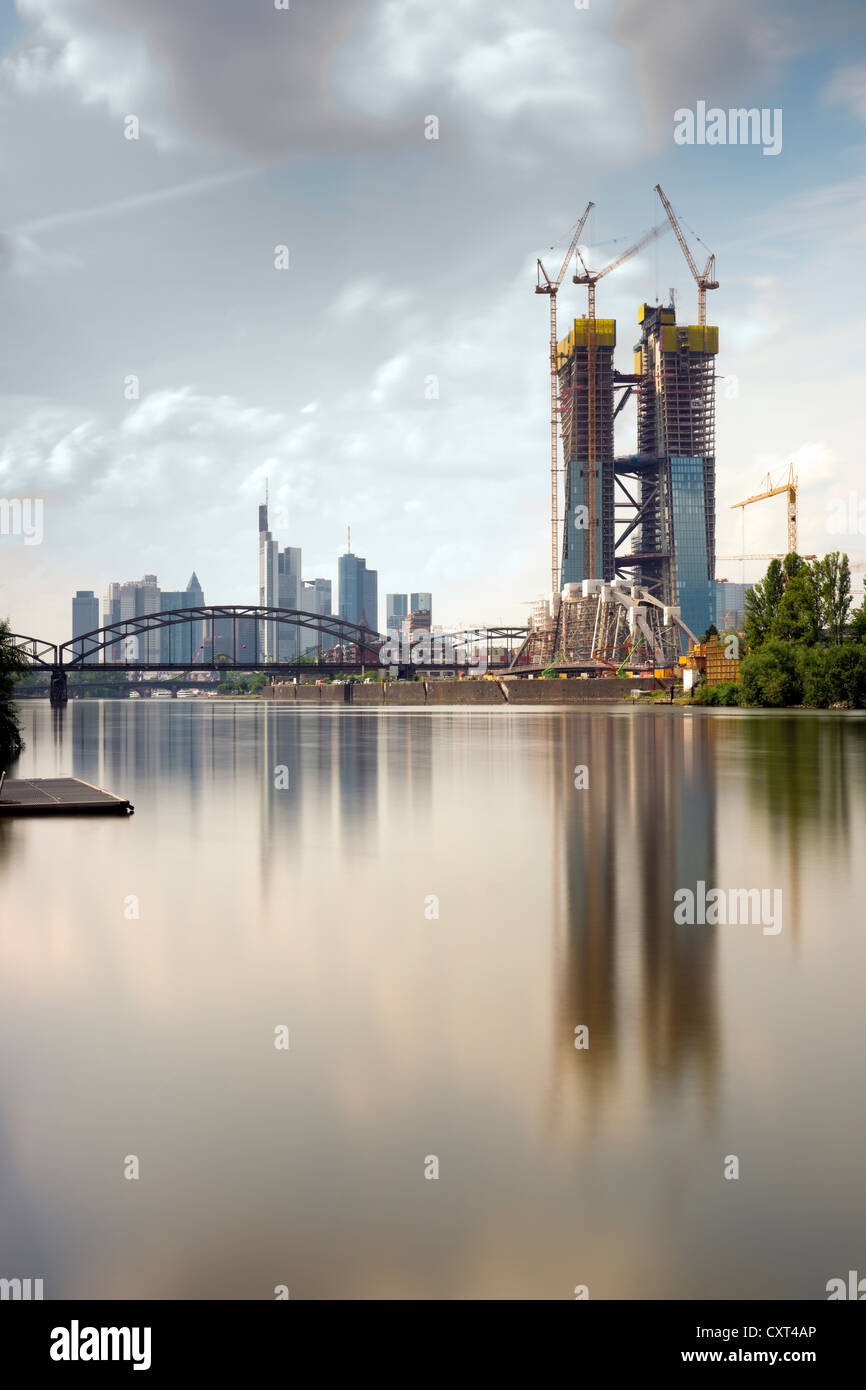 New construction of the European Central Bank, ECB, skyline in the back ...