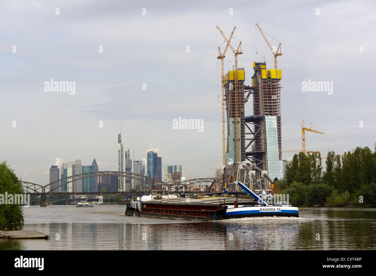 New construction of the European Central Bank, ECB, skyline in the back ...