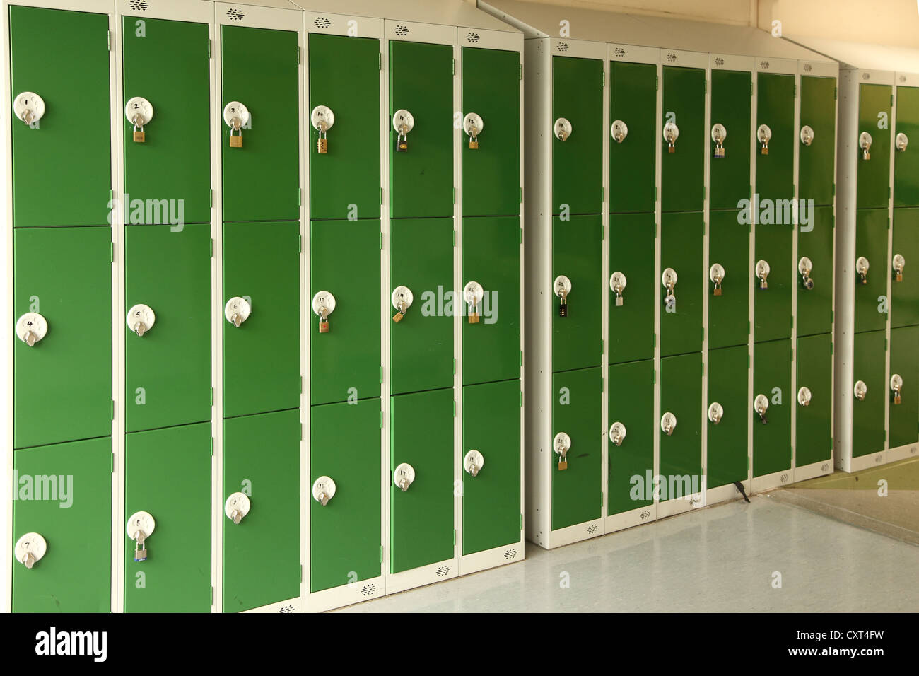 Corridor of lockers Stock Photo - Alamy