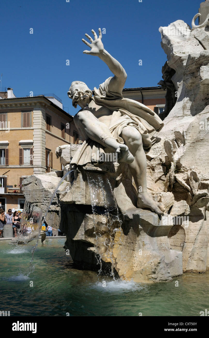 Fountain of the Four Rivers, designed by Bernini, Piazza Navona, Rome ...