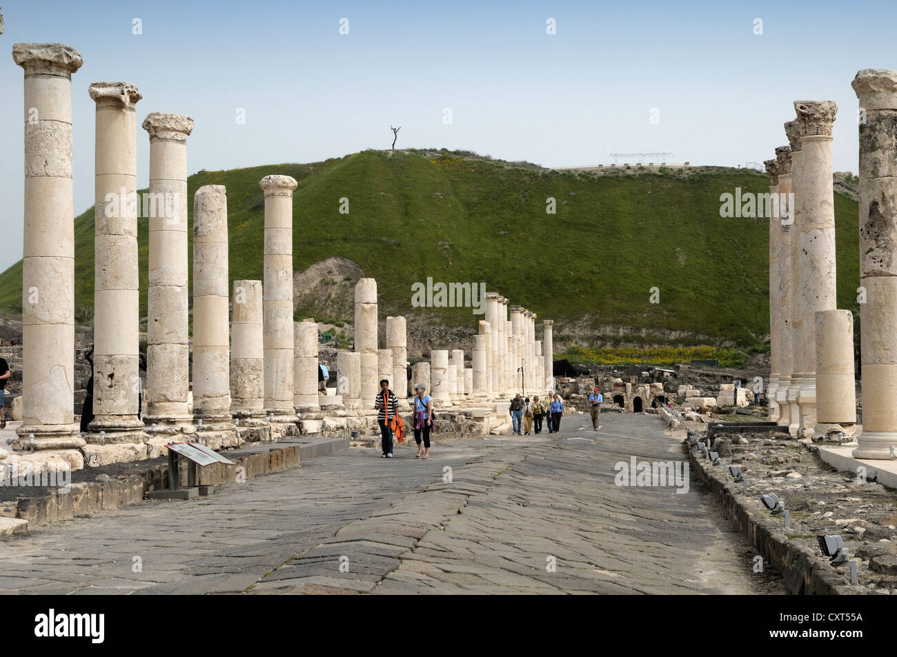 Main street and Tel, Bet Shean or Beit She'an, Israel, Middle East ...
