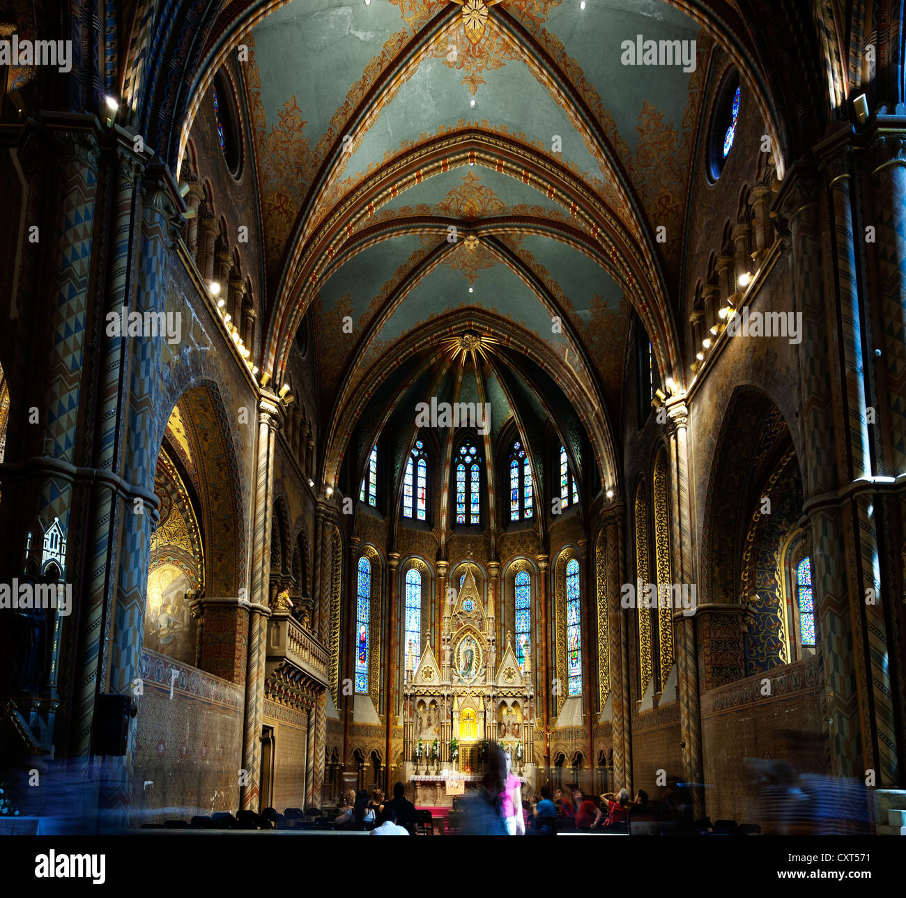 Matthias Church-Interior View Stock Photo - Alamy