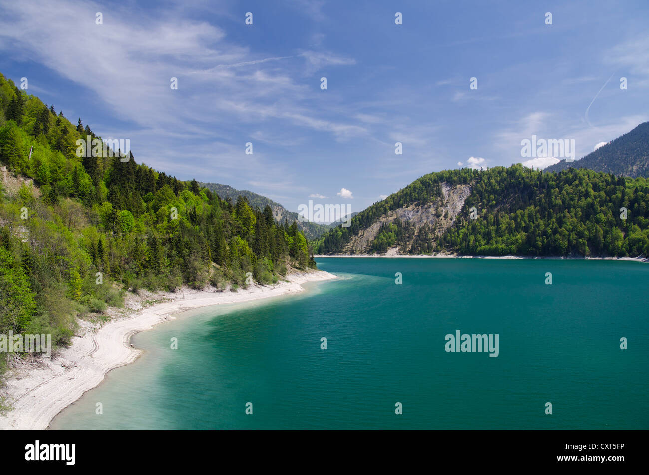 Sylvensteinspeicher, Sylvenstein Dam, reservoir, Bavarian Alps, Upper ...