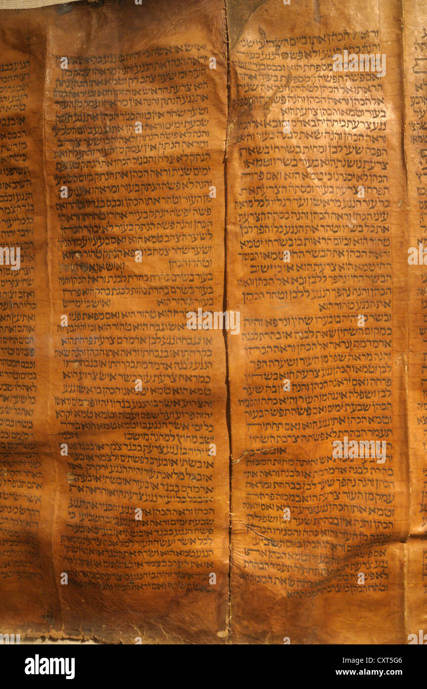 Torah scroll with Hebrew writing, Israel, Middle East Stock Photo - Alamy