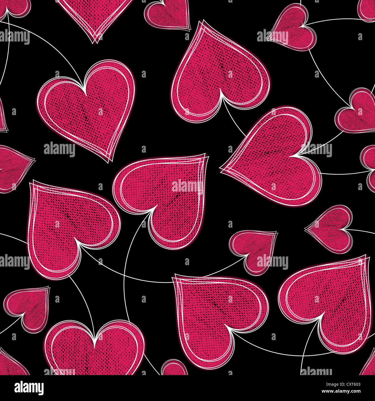 Seamless background of paired hearts on black Stock Photo - Alamy