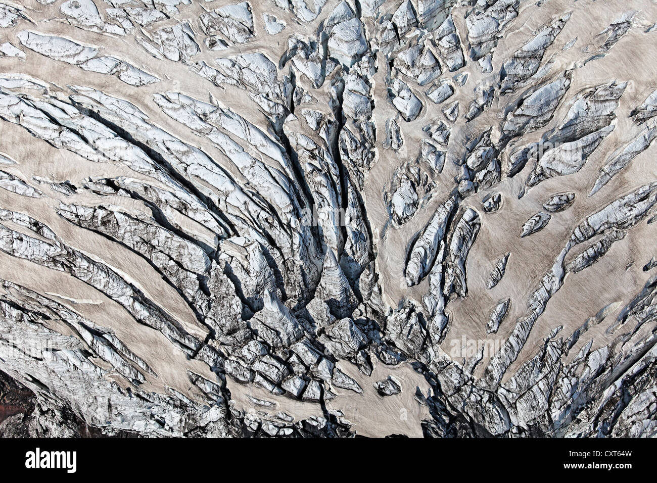 Aerial view, lines and structures formed by volcanic ash, lava and ...