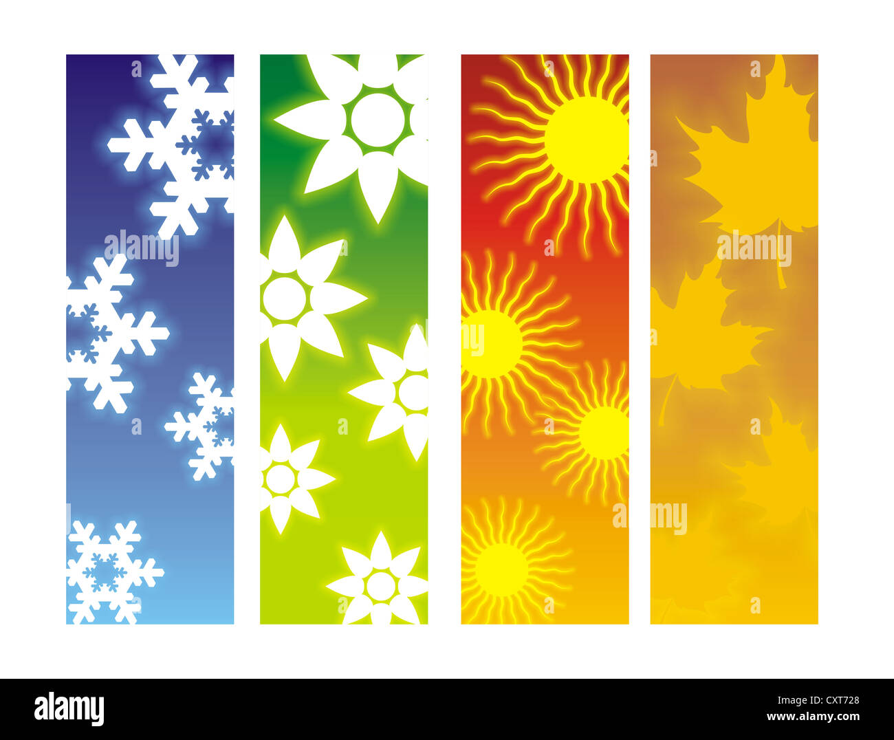 Four tall banner showing 4 seasons Stock Photo - Alamy