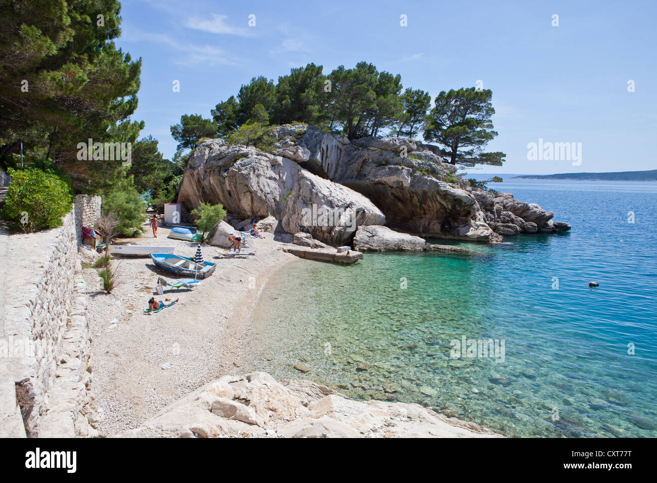 Stretch of beach at Podrace, Brela, Makarska Riviera, Dalmatia, Croatia ...