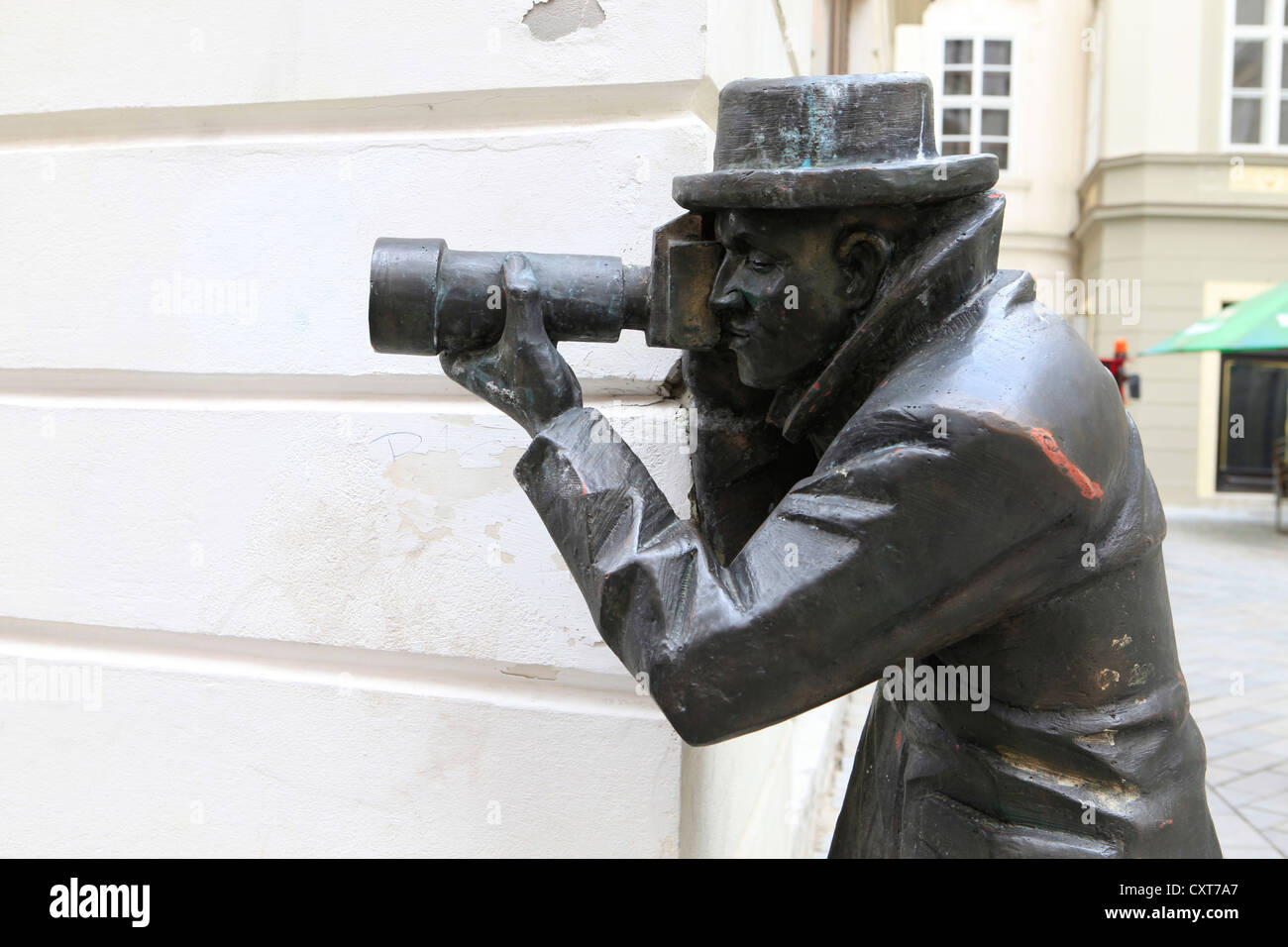Bronze statue of a photographer, Bratislava, Slovak Republic, Europe ...