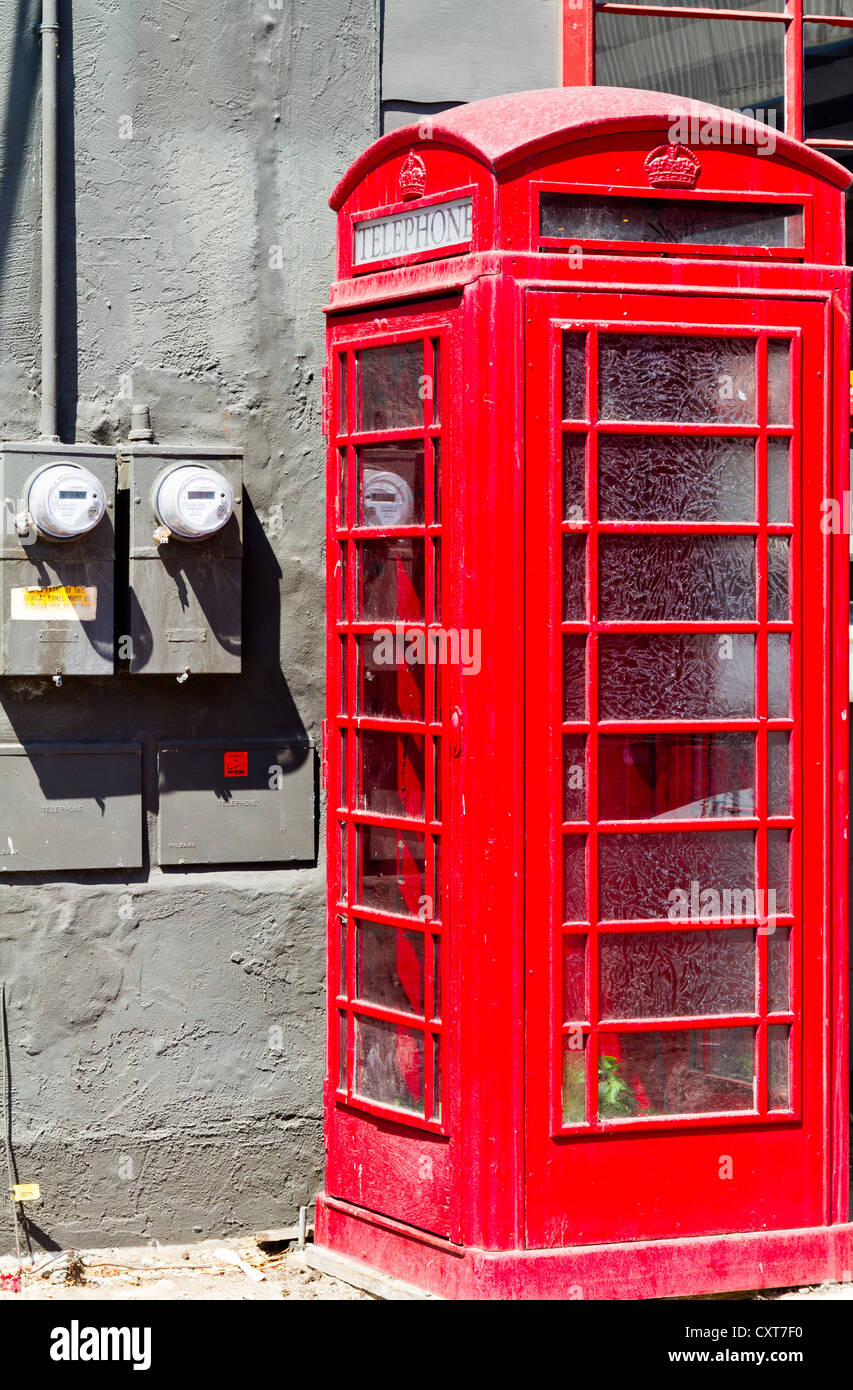 Traditional red British phone booth in "Santa Barbara", California ...