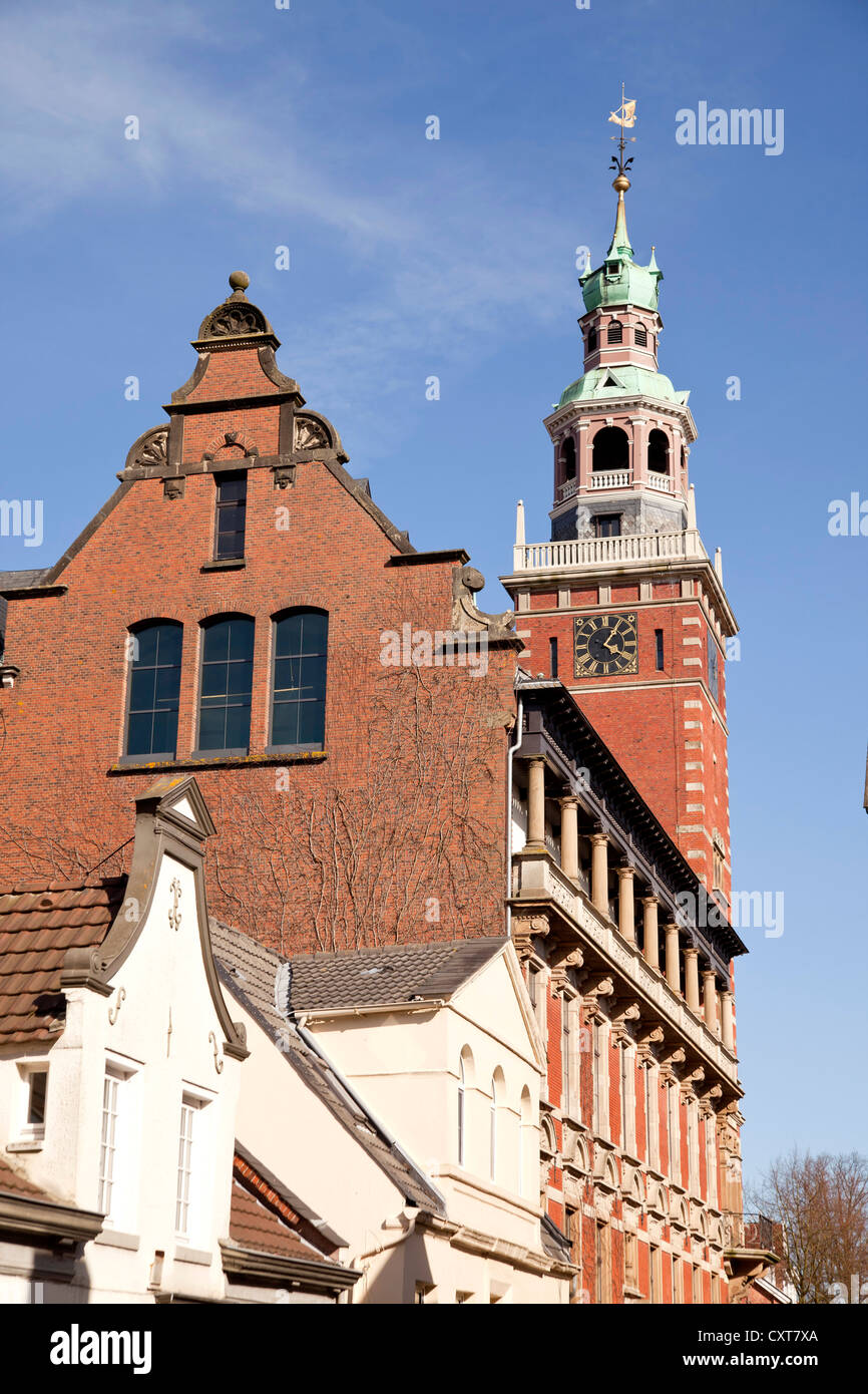 Tower of the historic town hall of Leer, East Frisia, Lower Saxony ...