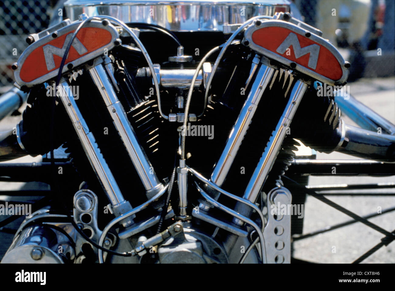 Front detail view of vintage Morgan race car at the Monterey Historic ...