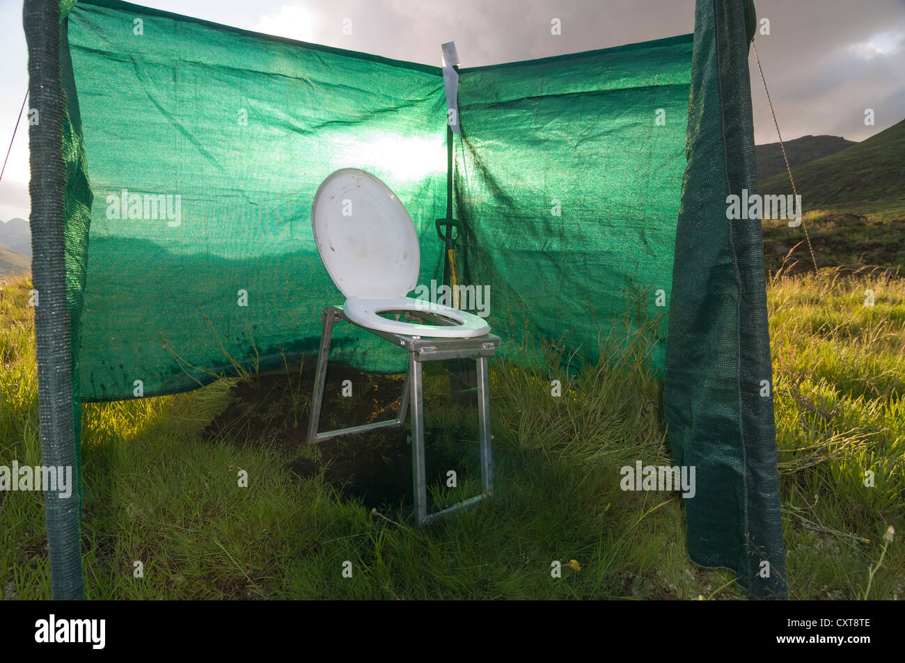 Latrine, camping in the highlands, Drakensberg, Kingdom of Lesotho ...